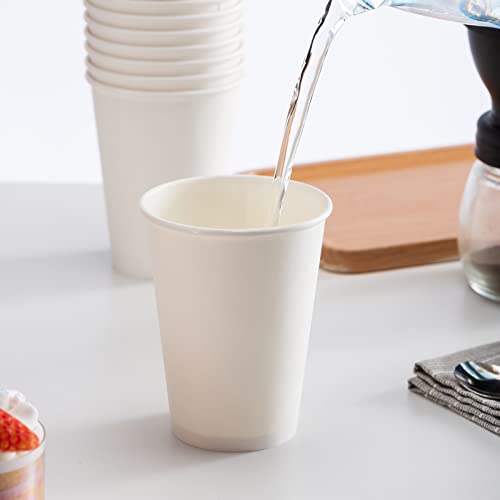 RACETOP Paper Coffee Cups 12 oz [100 pack], Paper Coffee Cups, Disposable Coffee Cups, Ideal for Beverage| Coffee (white, 12oz)