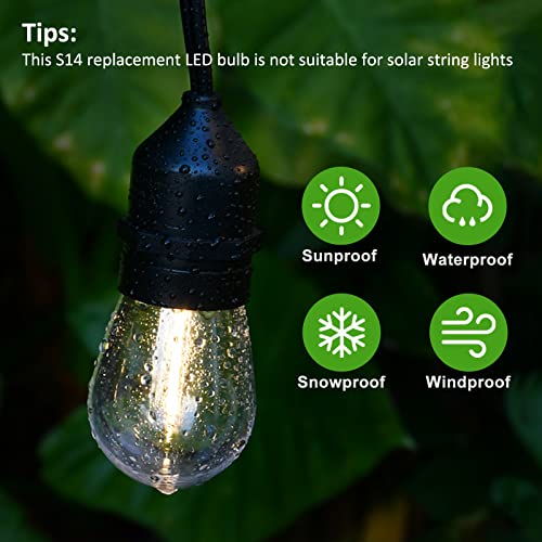 ROMANJOY 25 Pack S14 LED Replacement Bulbs, Shatterproof String Light Bulbs, 2200K Non-Dimmable, 2W Equivalent to 20W, E26 Base Edison LED Light Bulbs for Outdoor Patio Garden Vintage Lights