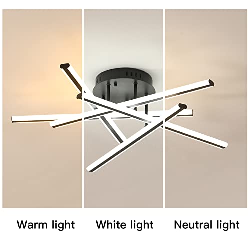 YEEZONE Modern LED Ceiling Light, LED Flush Mount Light, with Memory Remote Control Dimmable 3000K-6500K for Dining Room, Living Room, Kitchen, Bedroom, Office (Black)
