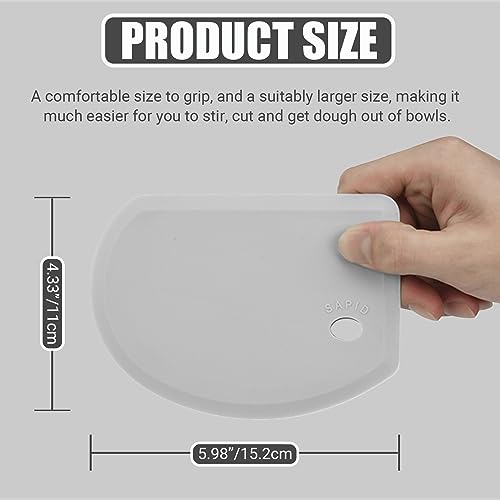 Sapid Flexible Curved Edge Silicone Bowl Scraper(5.98"×4.3"), Food Grade Dough Scraper for Baking Sourdough Bread, Cake, Bench Scrapers, Multipurpose Kitchen Dish Scrapers, Easy to Clean (1, Gray)