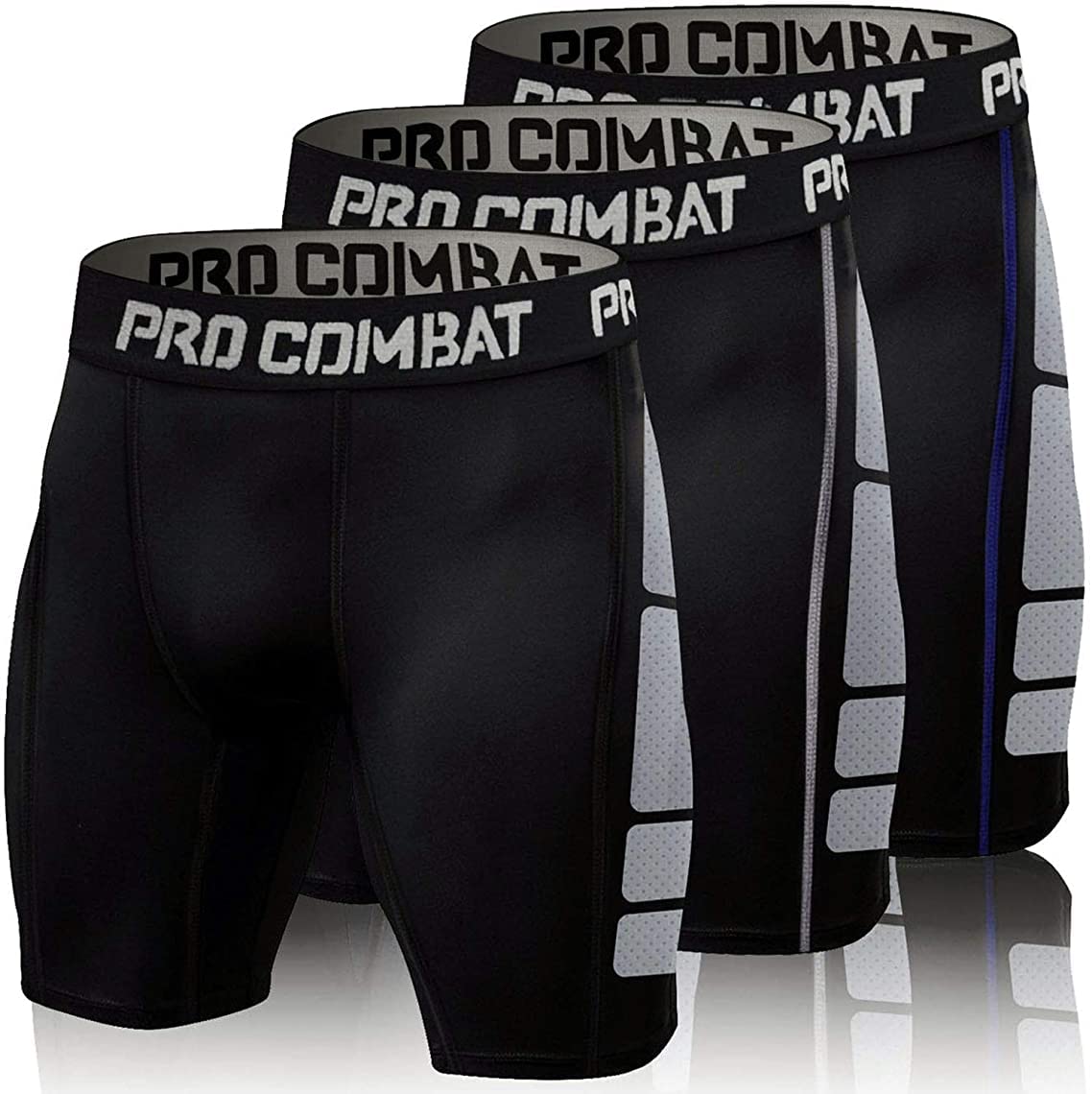 Men's Compression Shorts 3 Pack Quick Dry Sports Tight Shorts Soft Running Pants for Workouts, Training, Gym
