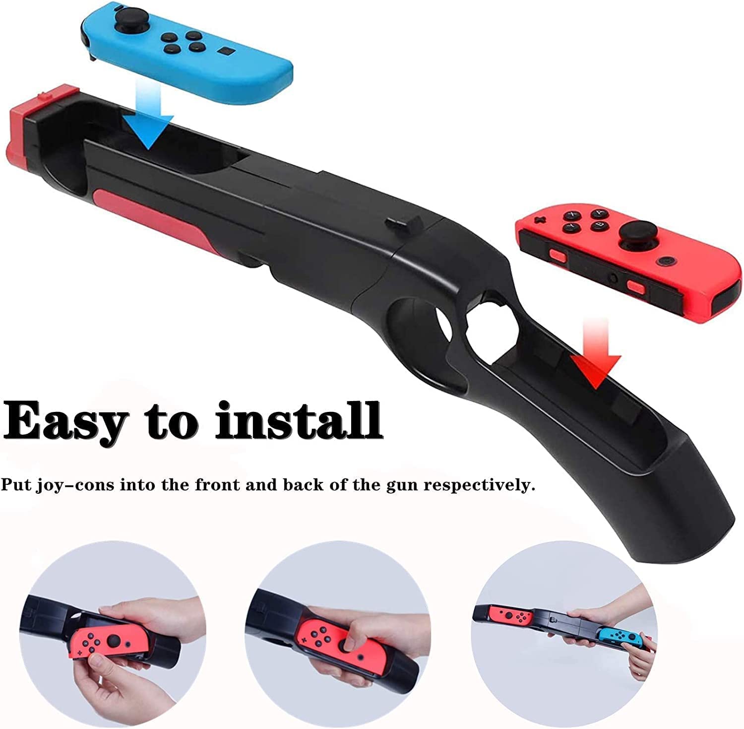 Switch Shooting Game Hunting Gun for Nintendo Switch OLED Joycon Controller, Kethvoz Gun Grip for Nintendo Switch Shooter Games Splatoon 2 Wolfenstein II Hunting Simulator Fortnite