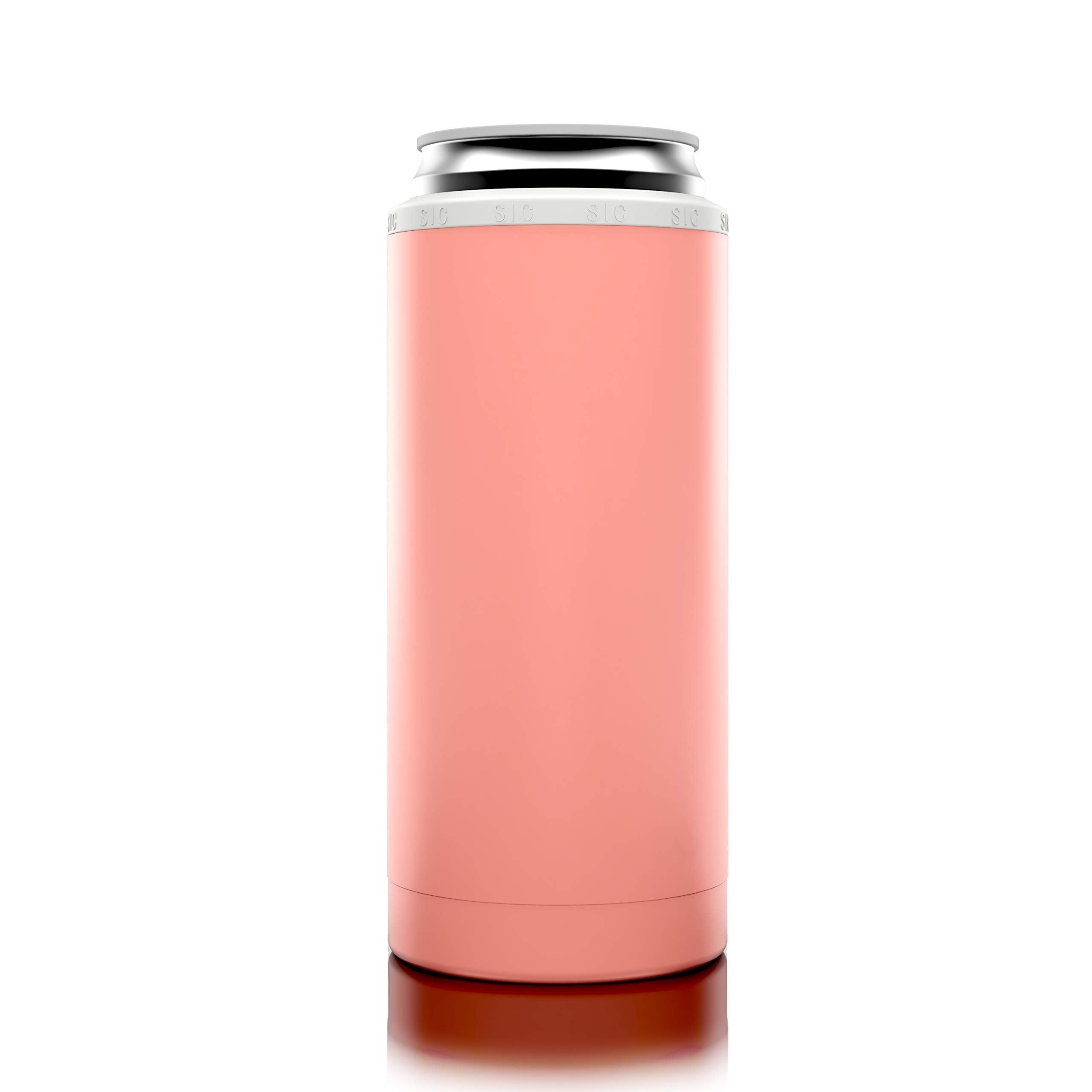 Seriously Ice Cold SIC 12oz Tall Slim Can Seltzer & Beer Insulated Cooler Sleeve, Premium Double Wall Stainless Steel Skinny Thermocooler (Matte Coral)