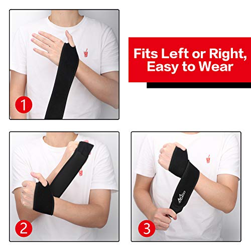MoKo Wrist Brace, (2 Pack) Adjustable Athletic Wrist Support Wrist Wraps for Women Men Working Out, Tennis, Weightlifting, Biking, Carpal Tunnel, Black