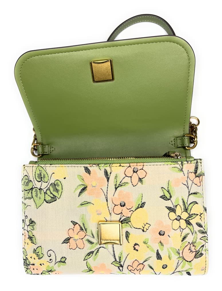 Tory Burch Emerson Brocade Chain Wallet 140941 Mint Winter Sage Floral 320 One Size