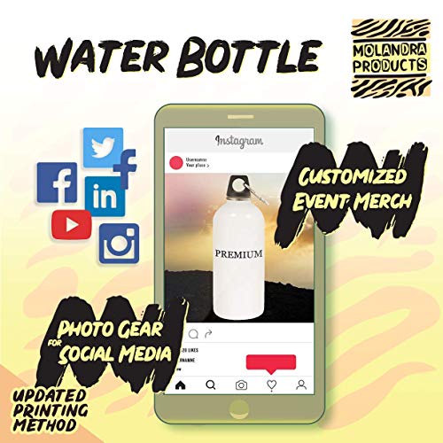 Molandra Products US-C-07-20-02-066805-04-30-19-20 - 20oz Hashtag Stainless Steel White Water Bottle with Carabiner, White