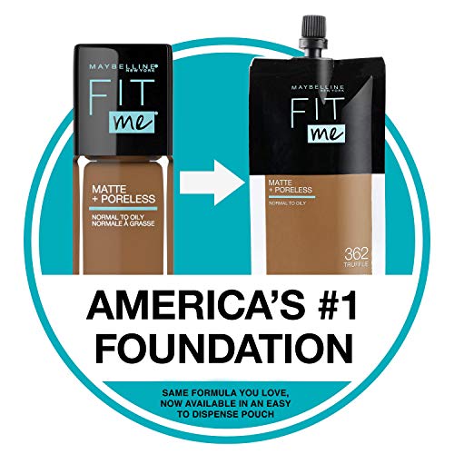 Maybelline New York Fit Me Matte + Poreless Liquid Foundation, Pouch Format, 358 Lattee, 1.3 Ounce