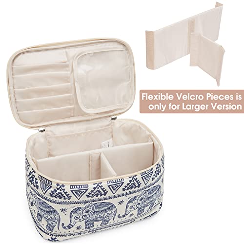 Narwey Travel Makeup Bag Large Cosmetic Bag Make up Case Organizer for Women (Elephant)