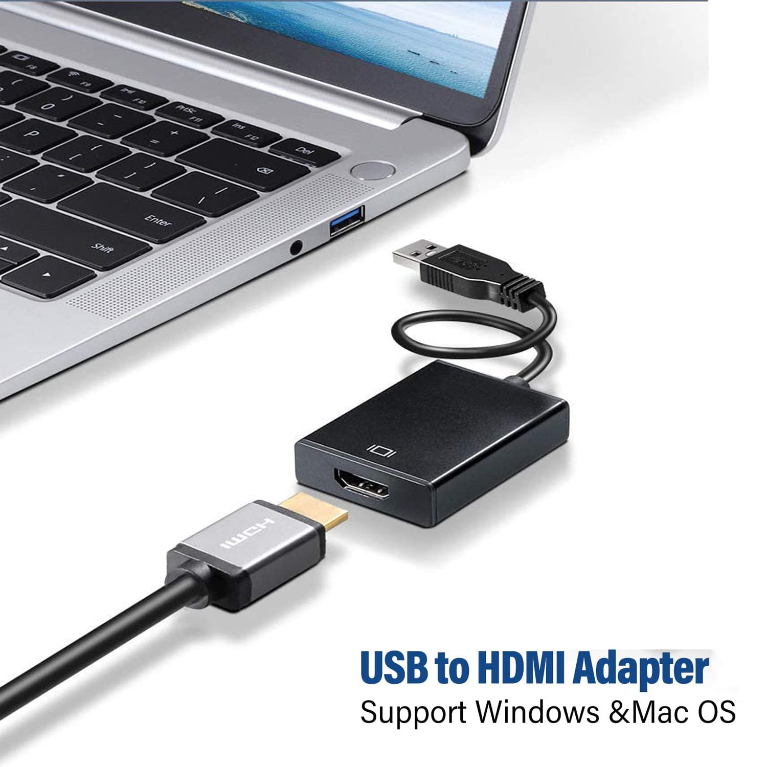 WISYIFIL USB to HDMI Adapter, USB 3.0/2.0 to HDMI 1080P/800/60Hz Converter Cable (DO Not Support Linux/Vista/Chromebook/Firestick)