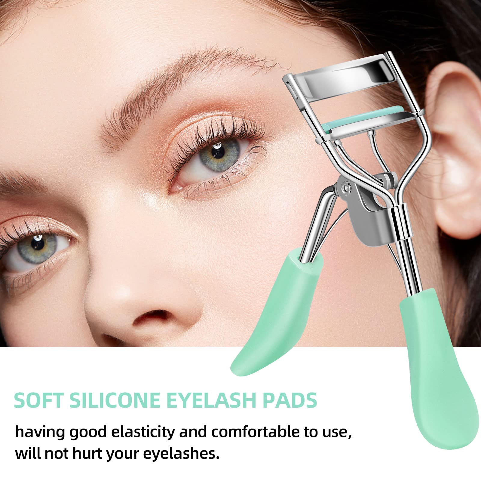 Zowor Rose Red Eyelash Curler Refills Pads-30 Pcs Silicone Replacement Refills Eye Lash Curler Pads for Universal Eyelash Curler with a Clear Storage Box