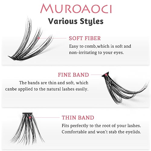 MUROAOCI Lash Clusters, Lash Clusters Diy Eyelash Extensions Individual Lashes, Lash Extension Clusters Wispy Lash Clusters Soft for Personal Makeup Use at Home D curl 8-16mm (280pcs, 30D+40D-0.07D)