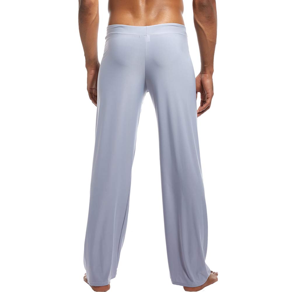MOSUOKING Men Sports Tight Pants Nylon Underwear Baselayer Legging Soft Mesh Pajama Grey M