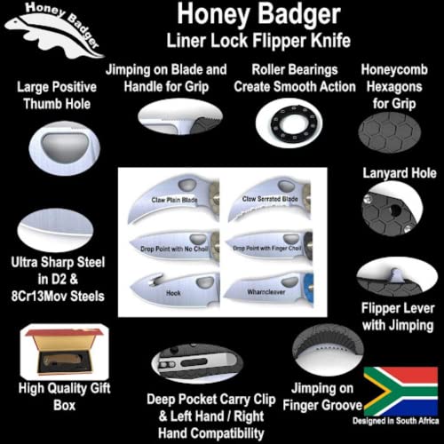 Western Active Honey Badger Pocket Knife, EDC Claw Hawkbill Folding Utility Knife, EDC Knife with Stainless Steel Blade, Claw Pocket Knives, Reversible Pocket Clip - 3.4" (Claw Smooth Large Tan)