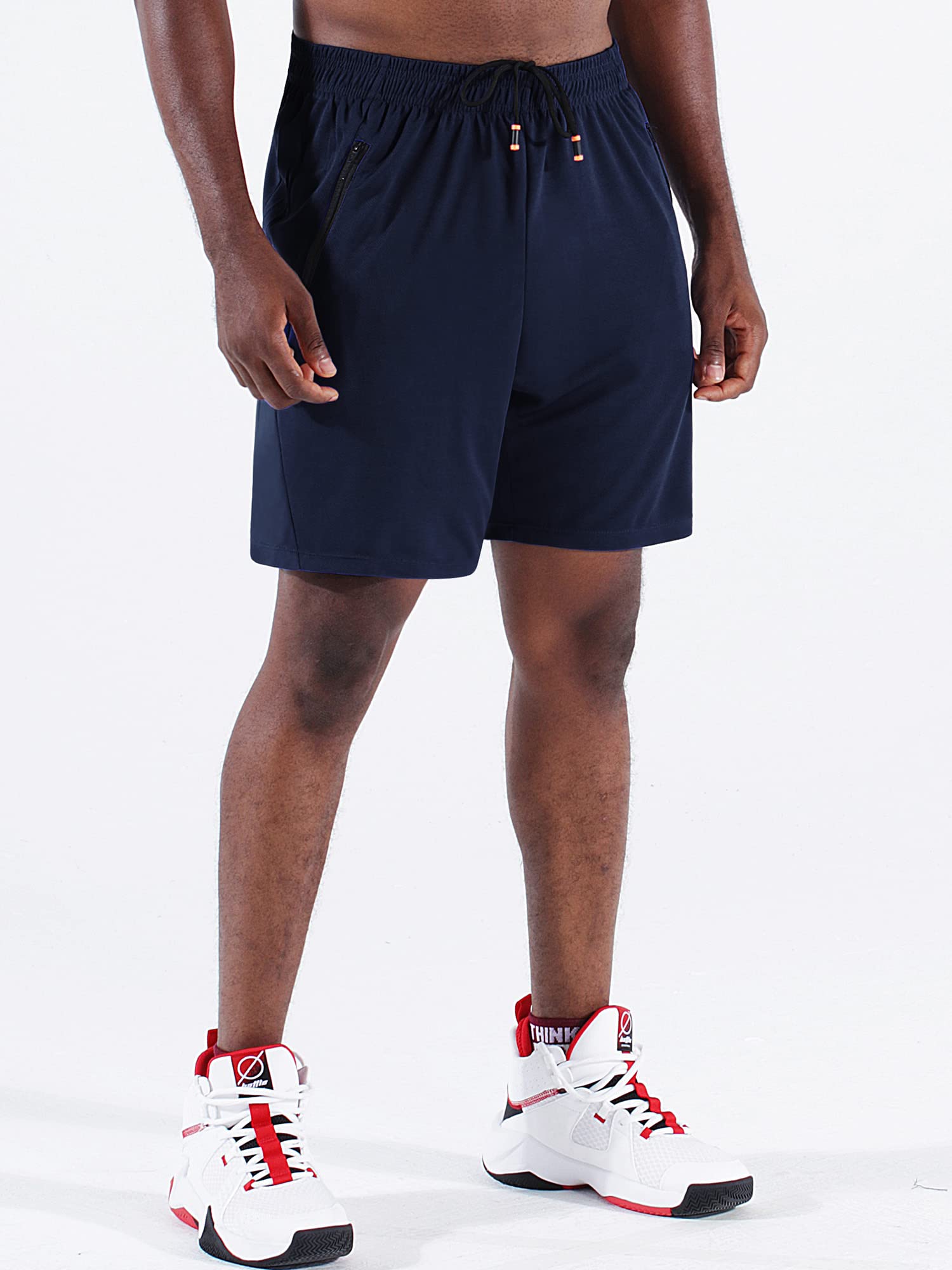 NELEUS Men's Basketball Shorts 7" Workout Running Shorts,6083,3 Pack,Black/Grey/Navy Blue,L