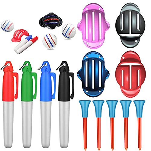 Nuorao 13 Pack Golf Ball Markers - Golf Accessories, Golf Ball Marker Stencil, Golf Ball Line Drawing Marker Tool Kit, Triple Track Plastic Golf Ball Line Marking Alignment Tool Kit