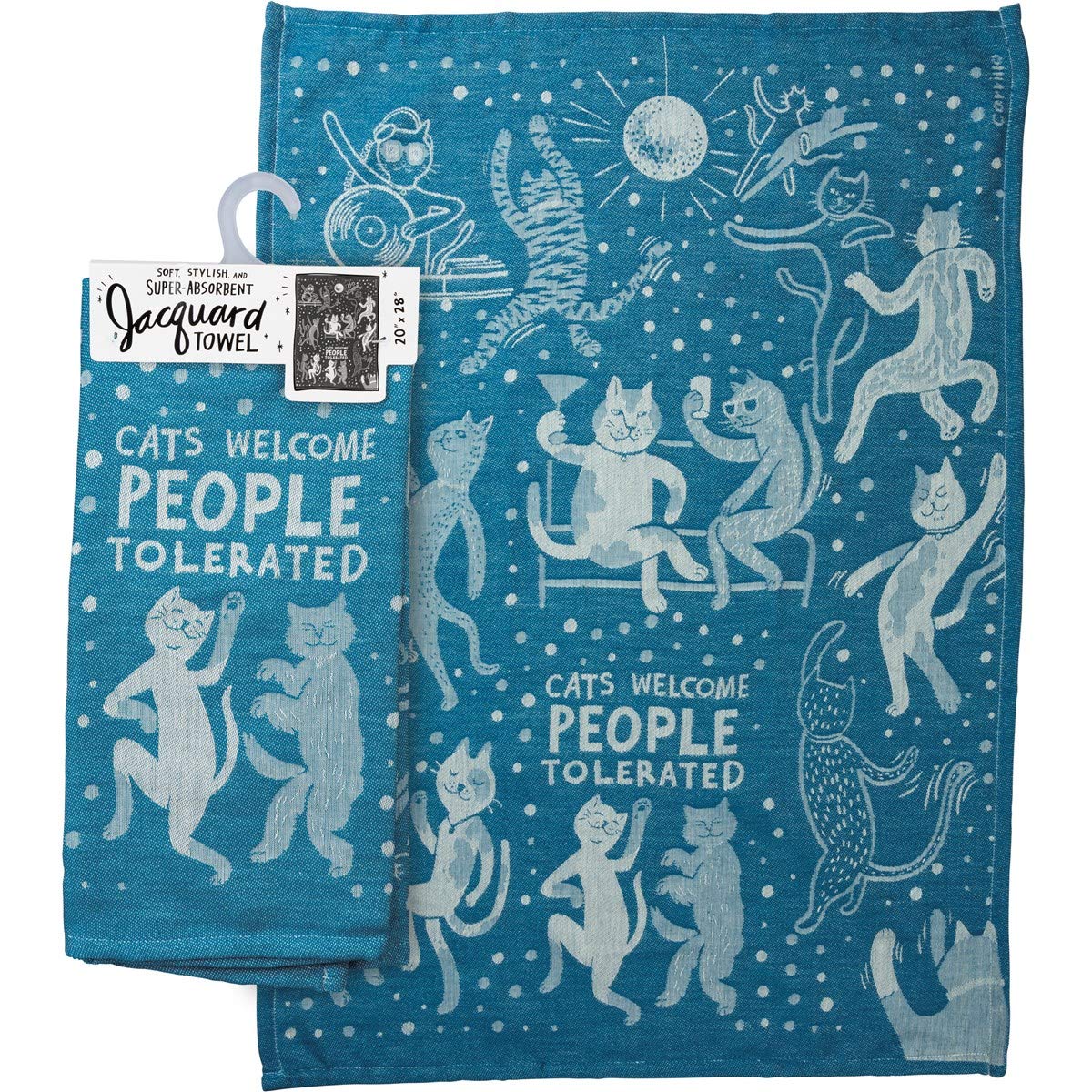 Primitives by Kathy Kitchen Towel - Cats Welcome People Tolerated 20" x 28"