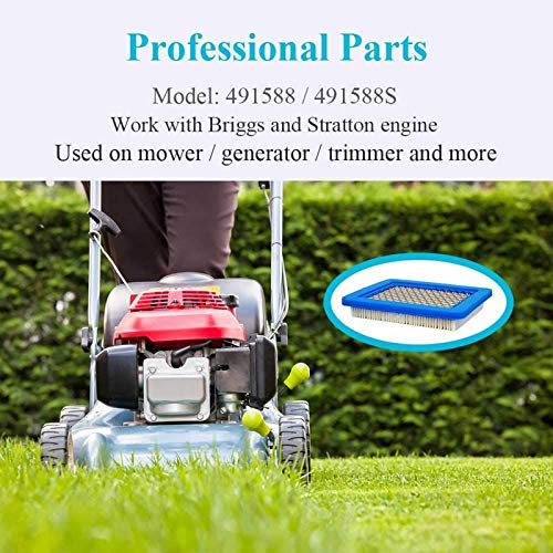 TintTower 5 Pack 491588S Air Filter for 491588 4915885 Flat OEM Air Cleaner Cartridge Lawn Mower Air Cleaner, Blue