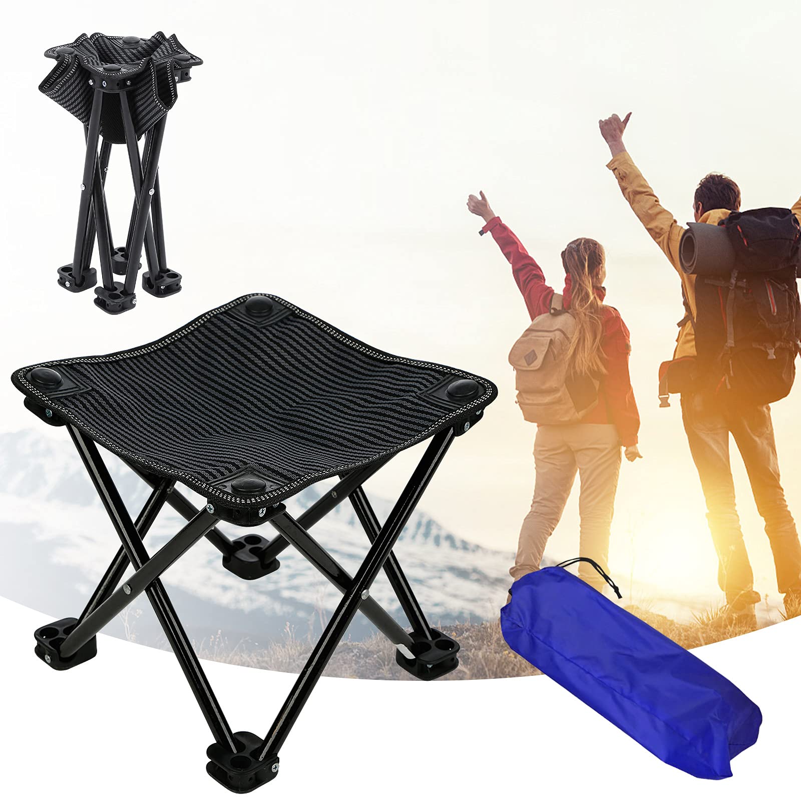 MeiLiMiYu Portable Folding Camping Stool Small Camp Stool Compact Lightweight Foot Stool with Carry Bag