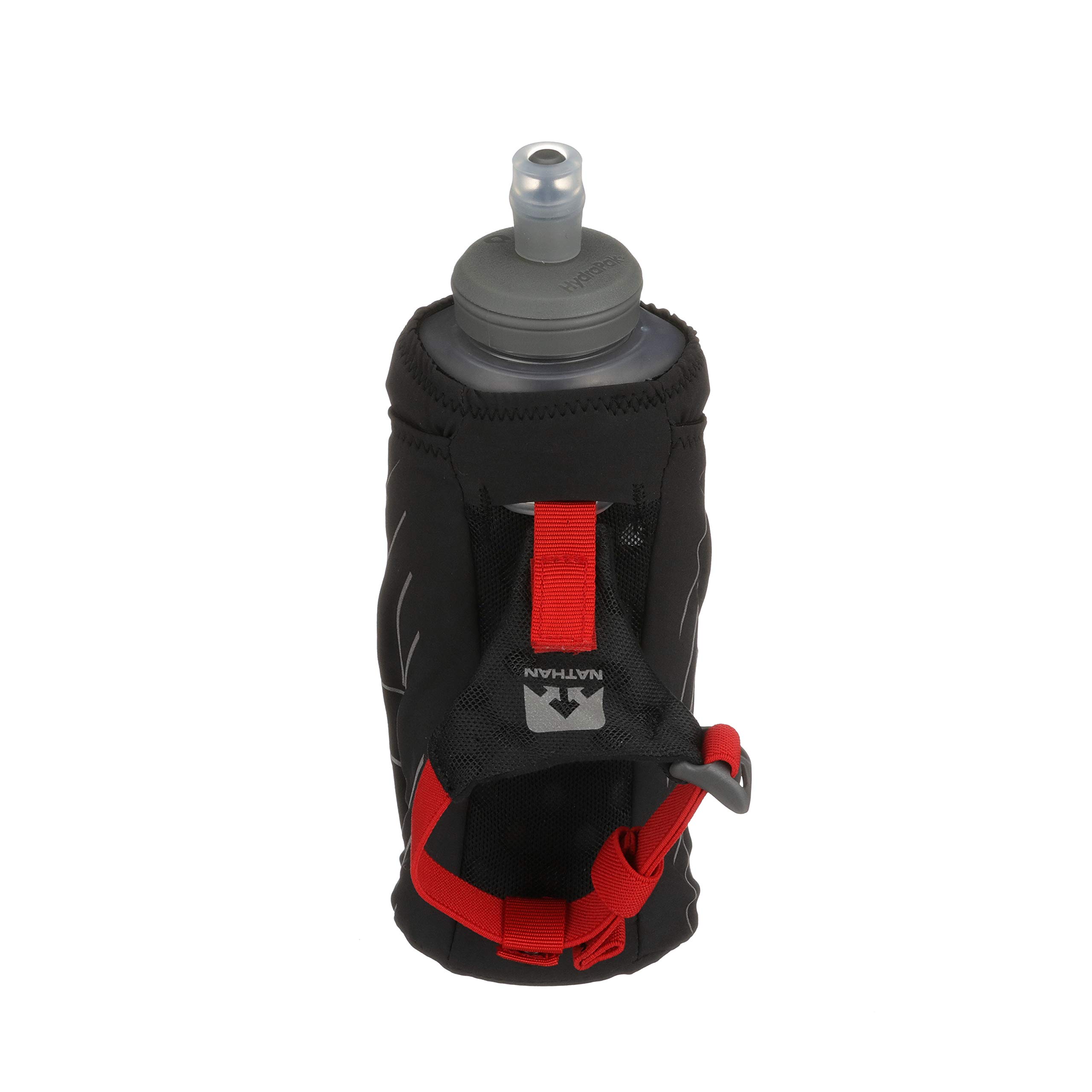 Nathan Handheld ExoDraw/ExoShot 2.0 18oz / 14oz Insulated Soft Flask β Portable Hydration Bottle for Marathons, Hiking, Ultra Running and Outdoor Activity (Black Insulated 18oz, 18oz)
