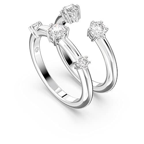 SWAROVSKI Constella ring, Set (2), Round cut, White, Rhodium plated