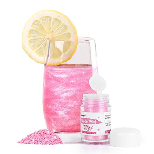Shimmer Pink Edible Glitter For Drinks, 4g Food Grade, Sujoygar, Luster Dust for Cake Decorating, Cocktail, Baking, Chocolate, Strawberrie