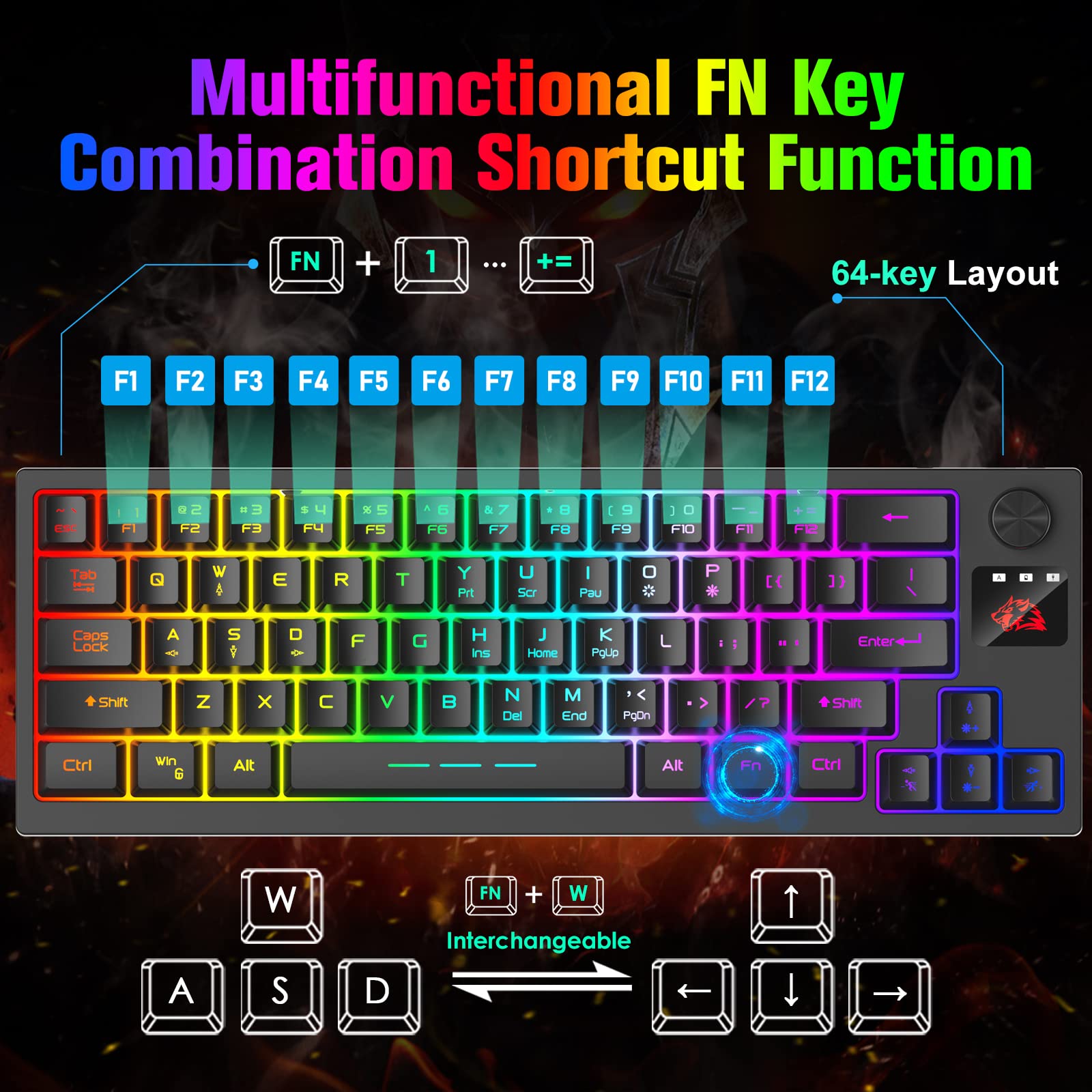 ZIYOU LANG Wireless TKL Computer Gaming Keyboard and Mouse and Wired USB RGB Stereo Sound Speakers