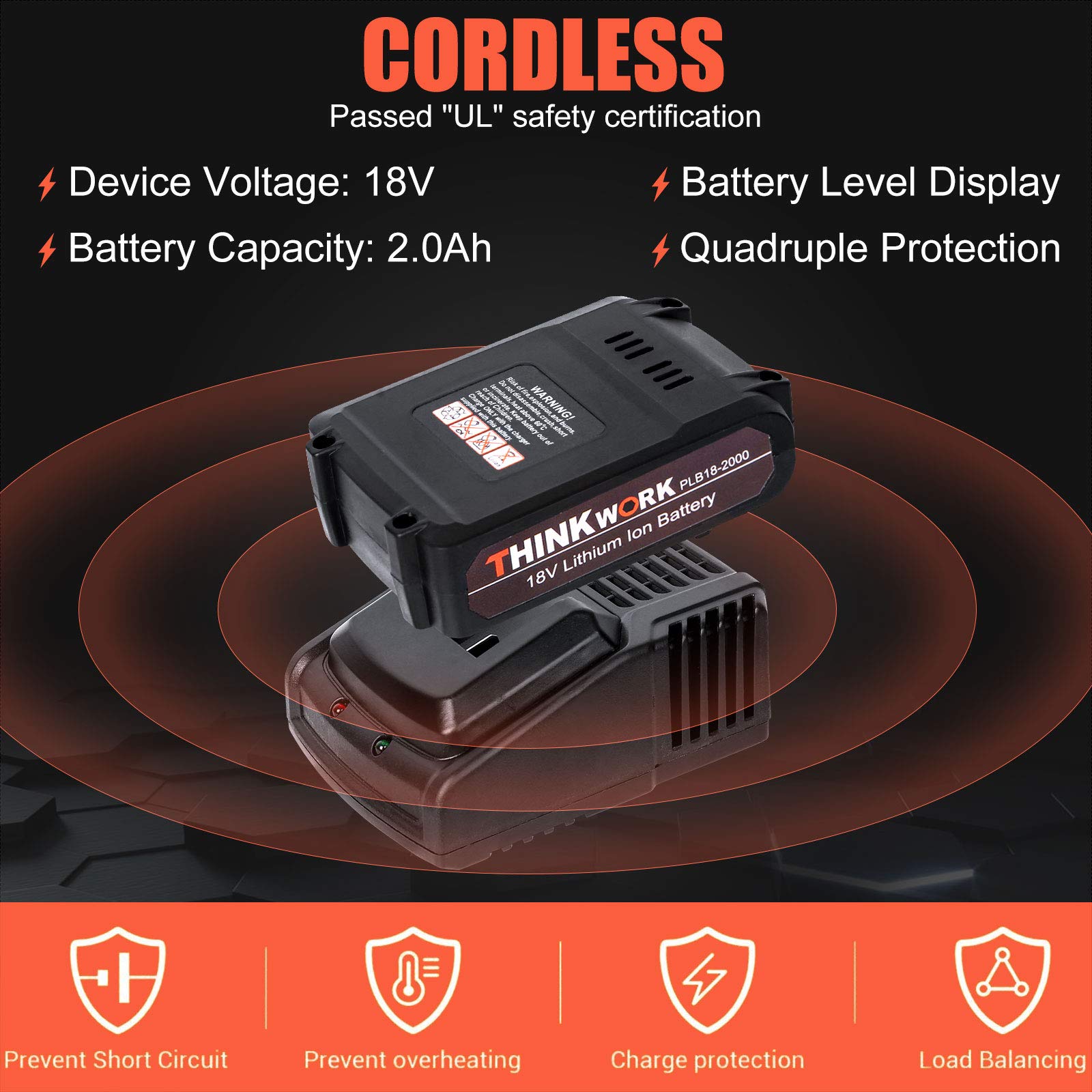 THINKWORK 20V 18 Gauge Cordless Brad Nailer, Durable Nail Gun Battery Powered - (2 in 1 Dual Mode) with Powerful Battery&Fast Charger, 1000 Nails, Single or Contact Firing for Woodworking, Renovation