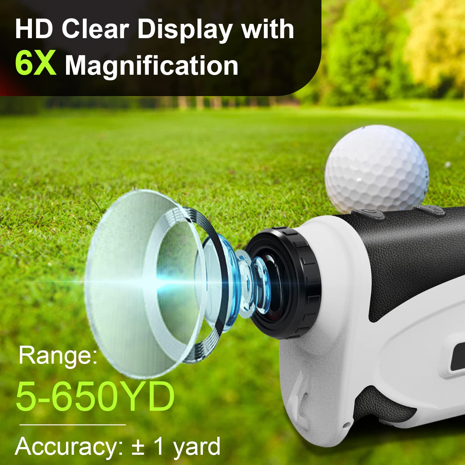Range Finder, Fyobyye Golf Rangefinder with Slope Switch, High Precision Range Finder Golfing with Flag Pole Locking Vibration, 6X Magnification Golf Distance Rangefinder Golf Gifts for Men