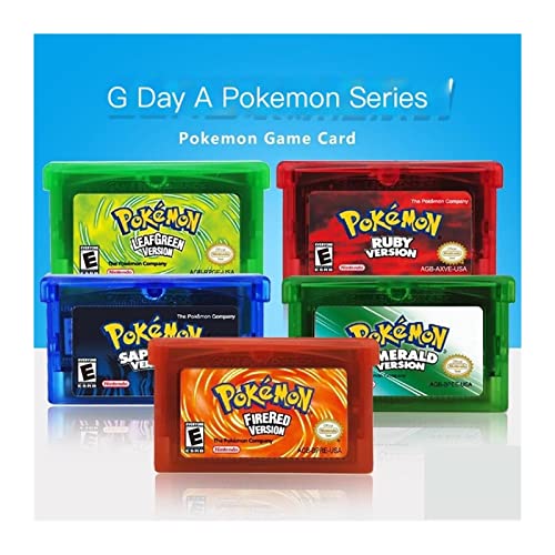 TEMSOOM 5 Classic Po-kemon Series Game Cards; Applicable to GBA/GBM/SP/NDS/N-DSL Game System (Size : Green)