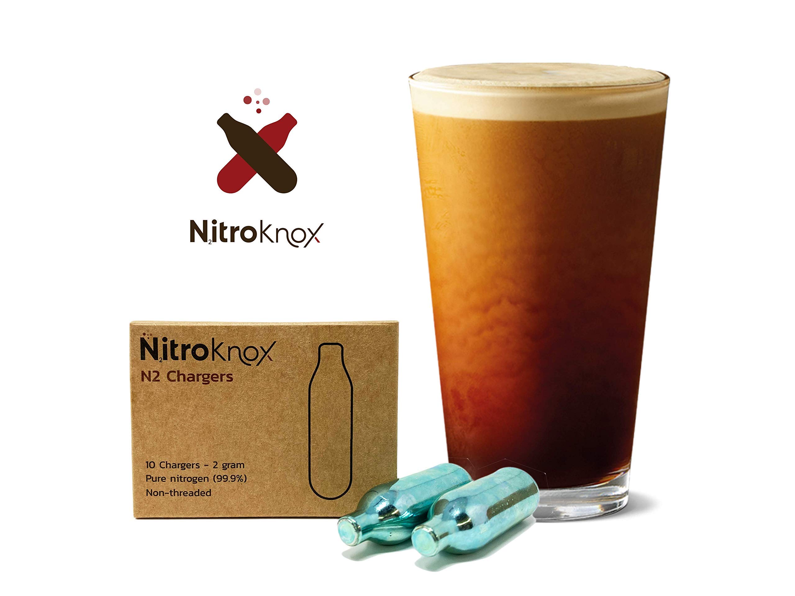Nitroknox N2 Chargers for Nitro Cold Brew Coffee 10 Pack Non-threaded Pure Nitrogen Cartridges