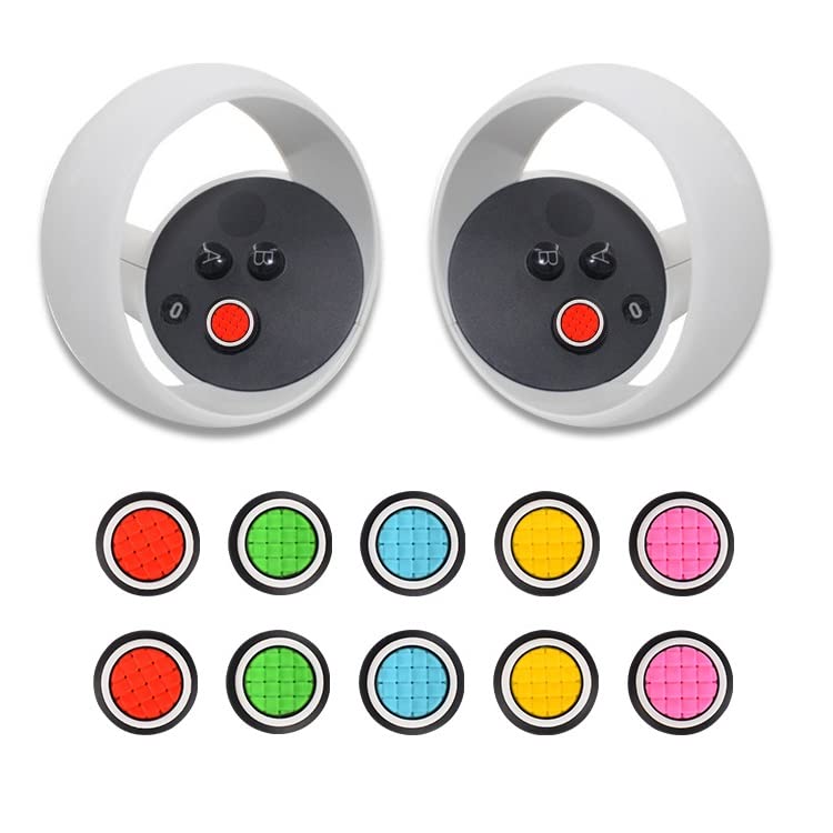 VicRole 10 Pcs Thumb Grip Cap for Meta Quest 2, for Quest Pro, Plaid Design Silicone Thumbstick Caps, VR Accessories Controller Protective Cover Joystick Cap for Oculus Quest 1 2 Rift S