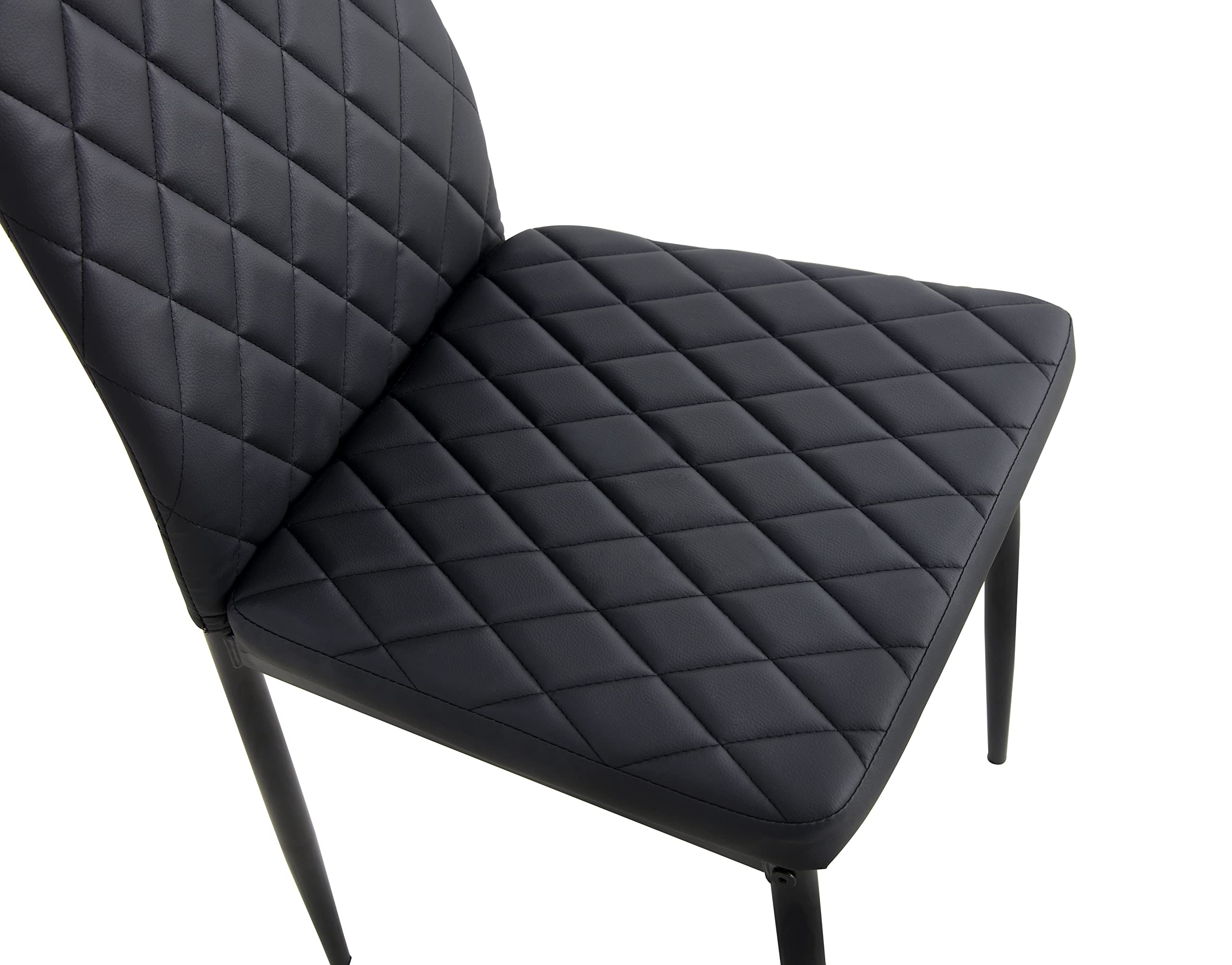 LIADTOP Set for 4, PU Leather Set of 4 Living, Modern Upholstered Side Chairs with Stable Metal Legs,for Dining Room, Kitchen, Restaurant,Black