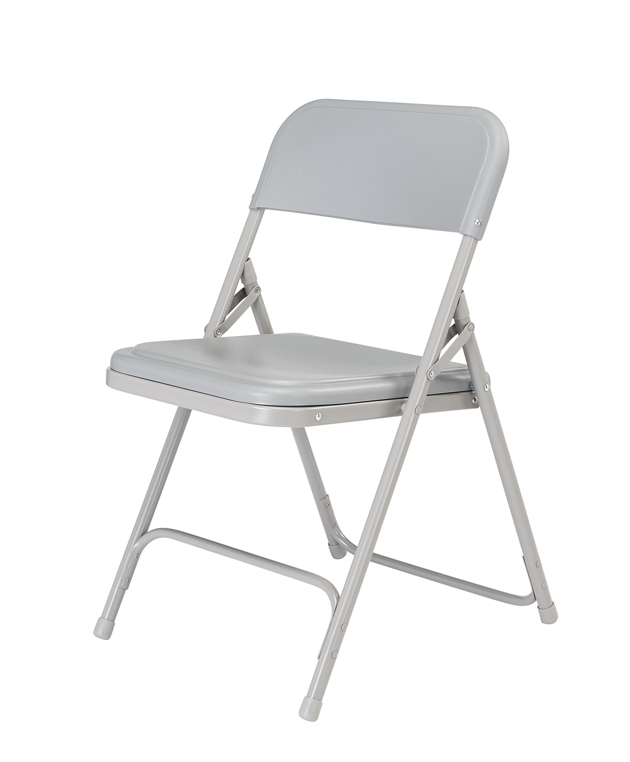 National Public Seating 800 Series Steel Frame Premium Light Weight Plastic Seat and Back Stacking Folding Chair with Double Brace, 480 lbs Capacity, Grey