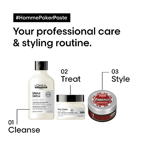 L'Oreal Professionnel Men’s Styling Poker Paste | Provides Extreme Hold | Matte Finish | For All Hair Types | 2.5 Fl. Oz.