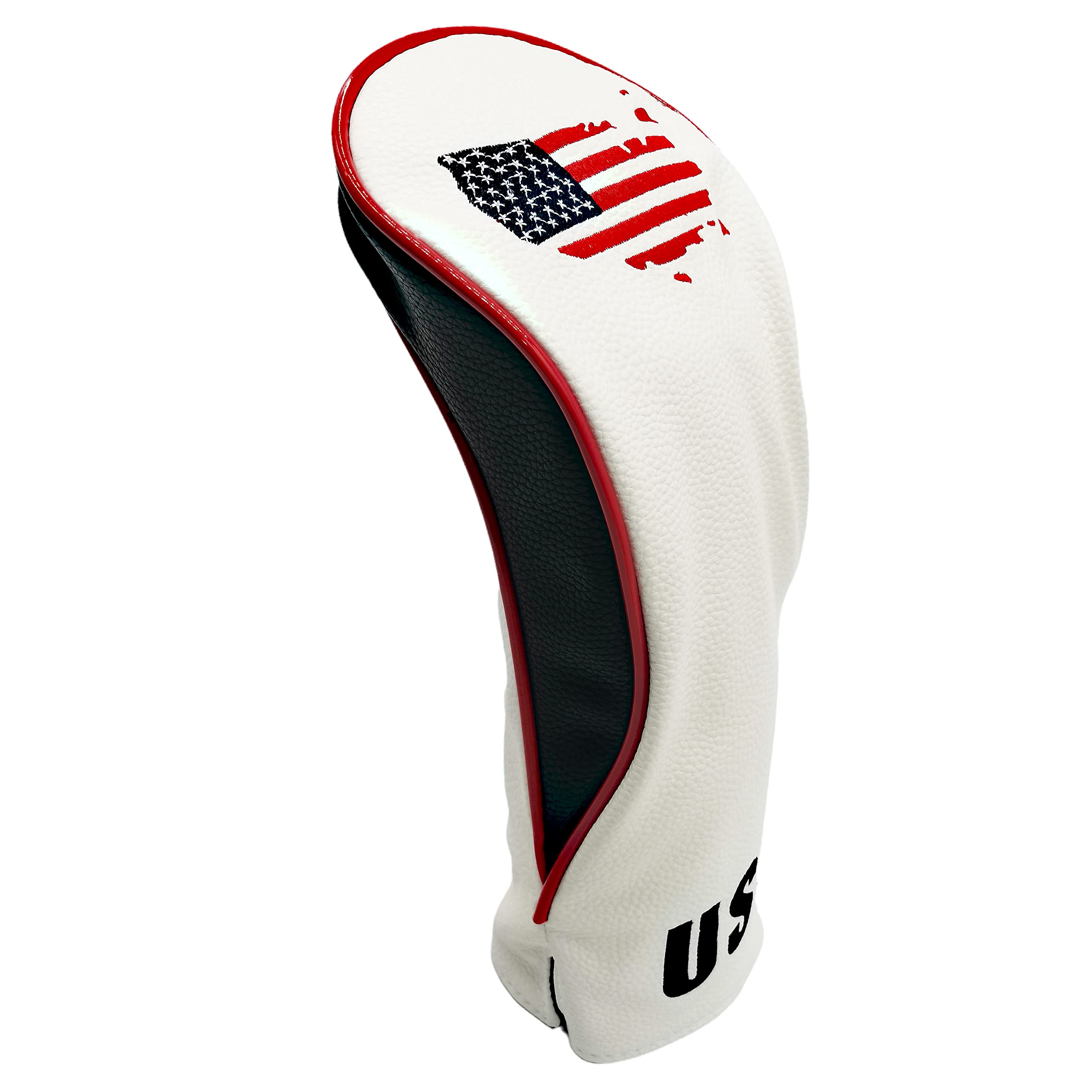 Sailling golf 3 Wood Headcover Knitted Embroidered Stars and Stripe Soft Leather, USA Golf Head Covers for Woods and Driver (White-3pcs)