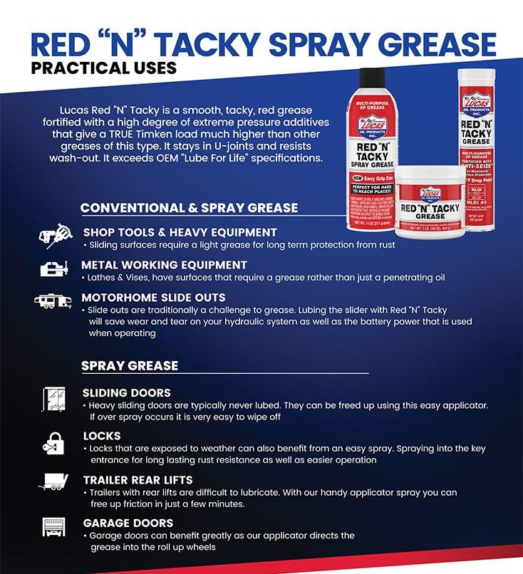 Lucas Oil 10574 Red "N" Tacky Grease - 1 Pound