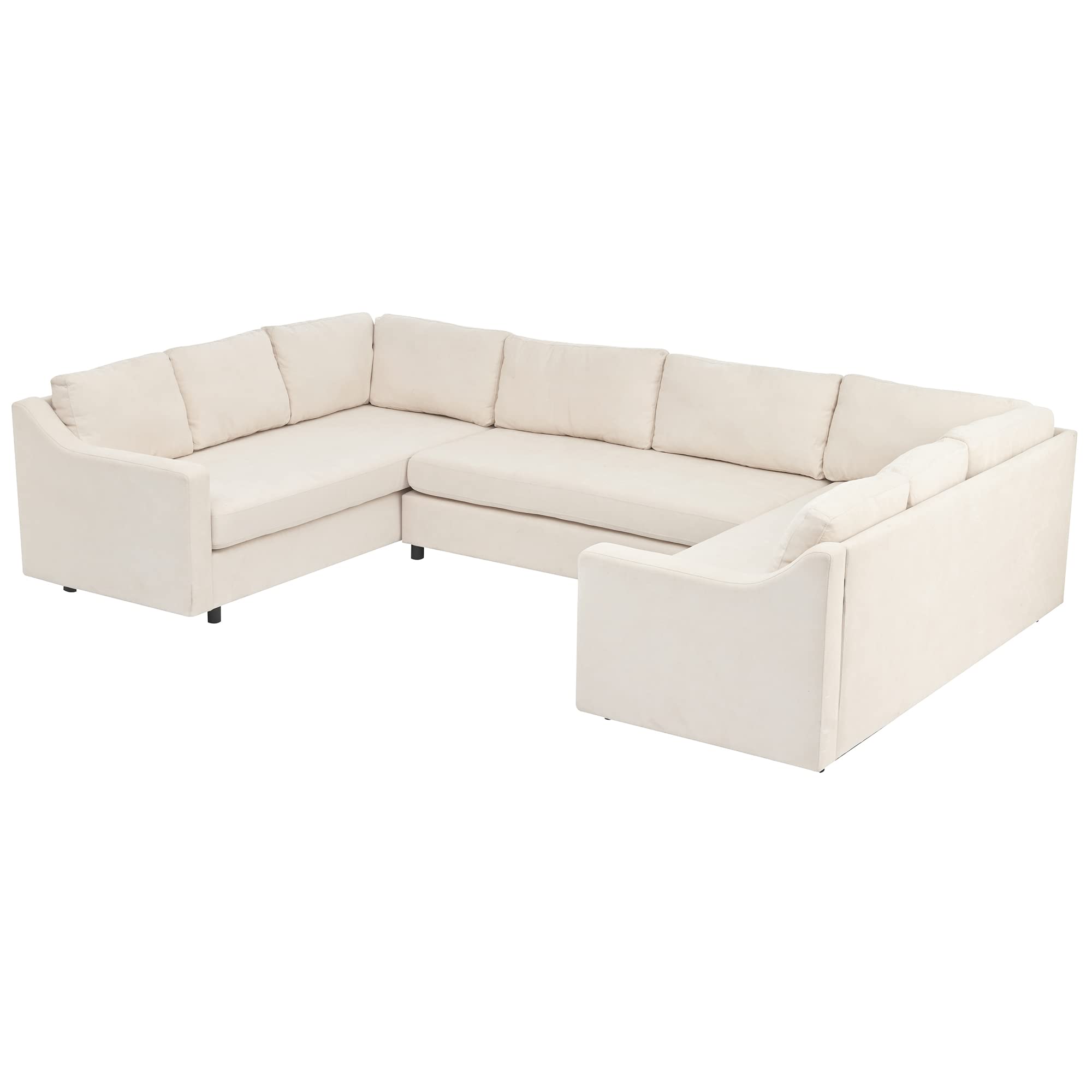 Merax Upholstered U-Shaped Large Sectional Sofa with Thick Seat, 8 Seater, Beige