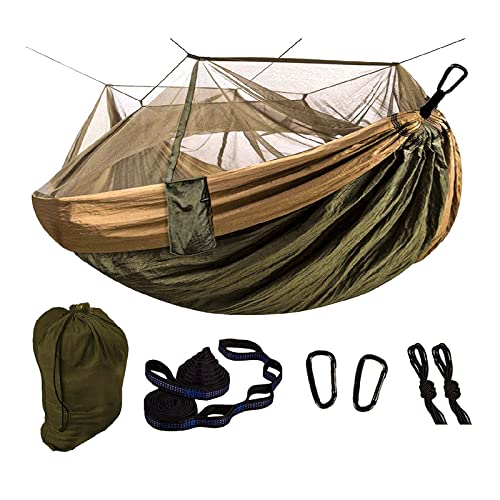 Love Story Camping Hammock with Mosquito Net for 2 Persons Portable & Lightweight Tree Straps Easy to Hang Indoor Outdoor Olive,2 in 1 Multifunction