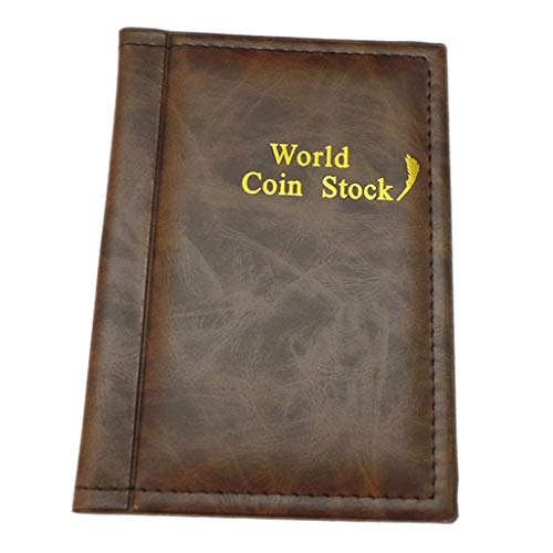 Menolana 120 Pockets Coin Holder Collection PU Album Book Collector Supplies , Brown