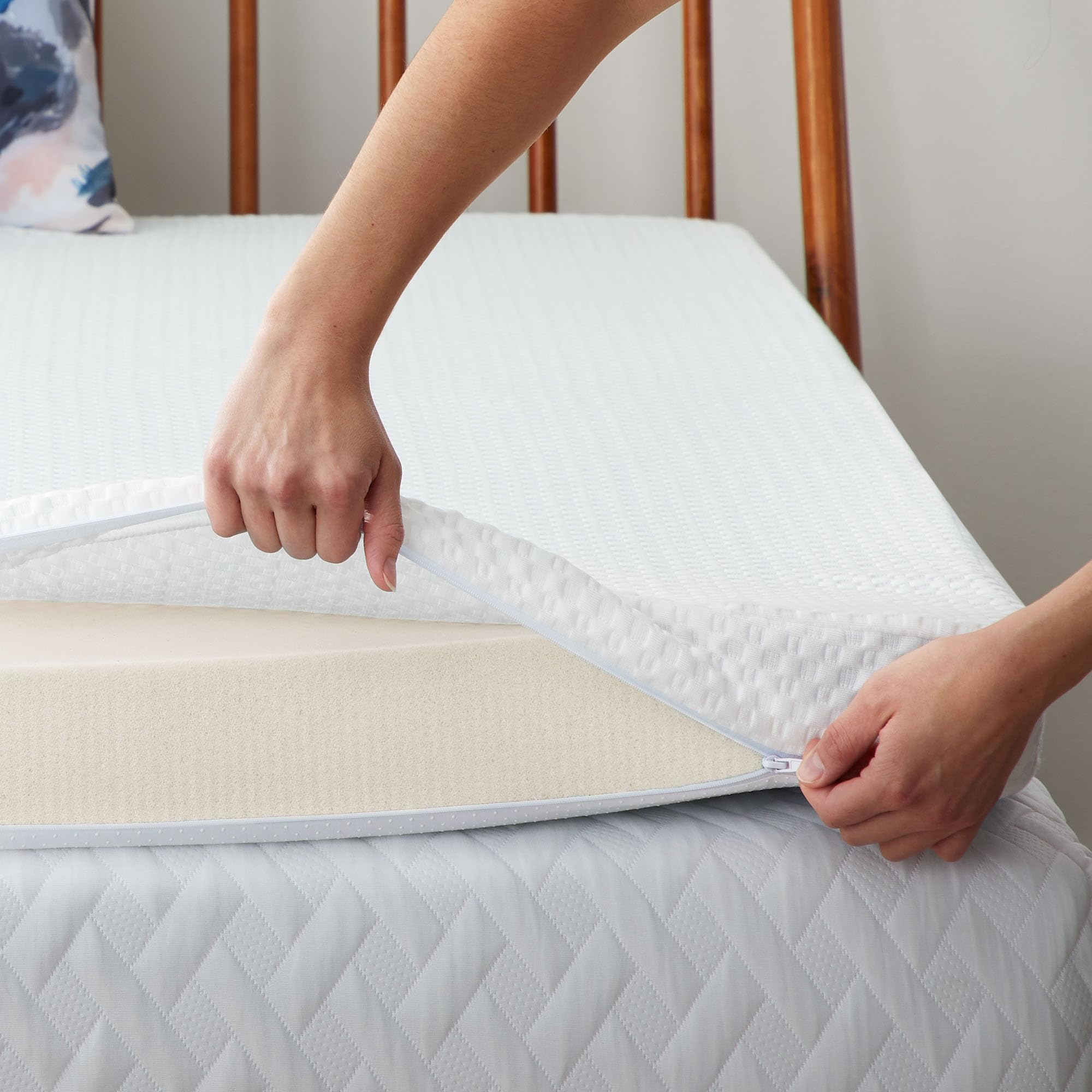 LUCID 4 Inch Ventilated Memory Foam Mattress Topper, Twin XL Size, Dorm Room Essentials