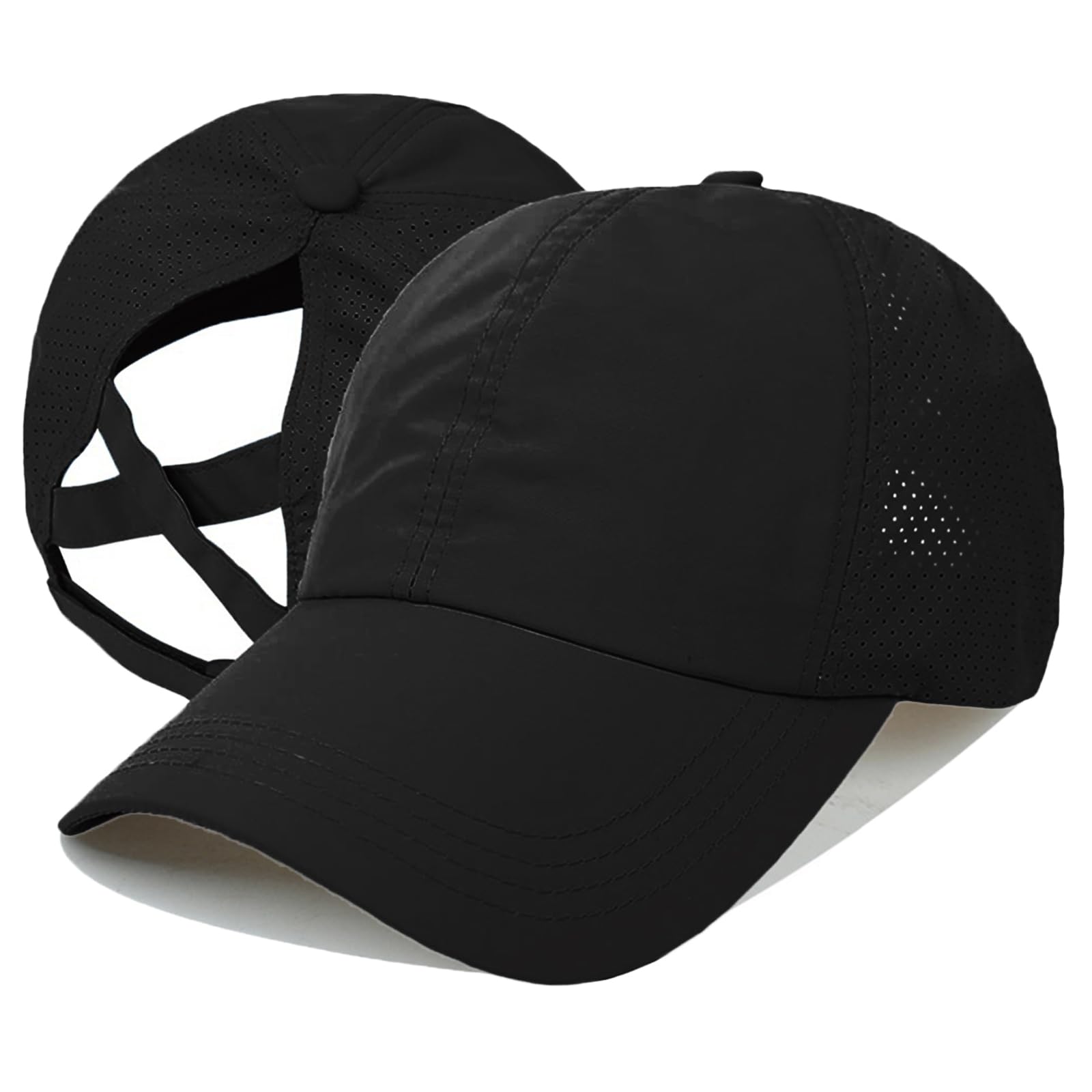 YAGOLD Womens Criss Cross Ponytail Baseball Cap Adjustable High Messy Bun Ponycap Hats Quick Drying Mesh Dad Hat for Outdoor Sports Travel Black