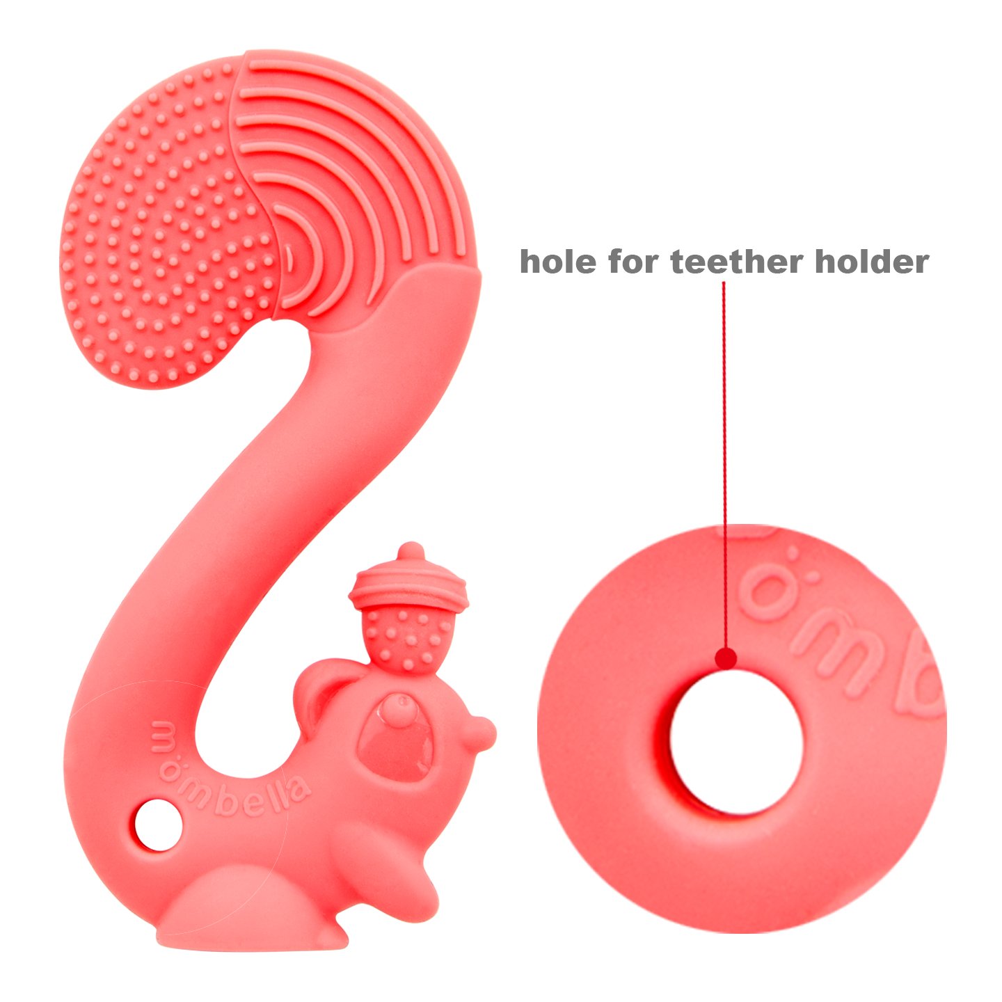 Mombella Scrat The Squirrel Silicone Baby Chew Toy for 6M+ Babies Whose Teeth Already can be SEEN/ERUPTED,Red