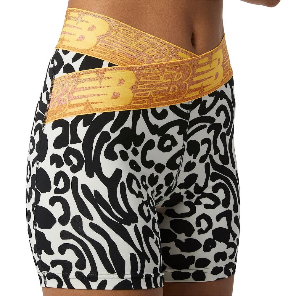 New Balance Women's Relentless Fitted Short, Black/White Print, Medium