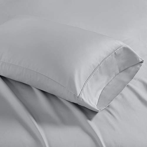 Madison Park 1500 Thread Count Cotton Blend Pillow Cases Standard Size, Casual Luxury Machine Washable Pillow Case Set of 2, Standard : 20 X 30, Grey
