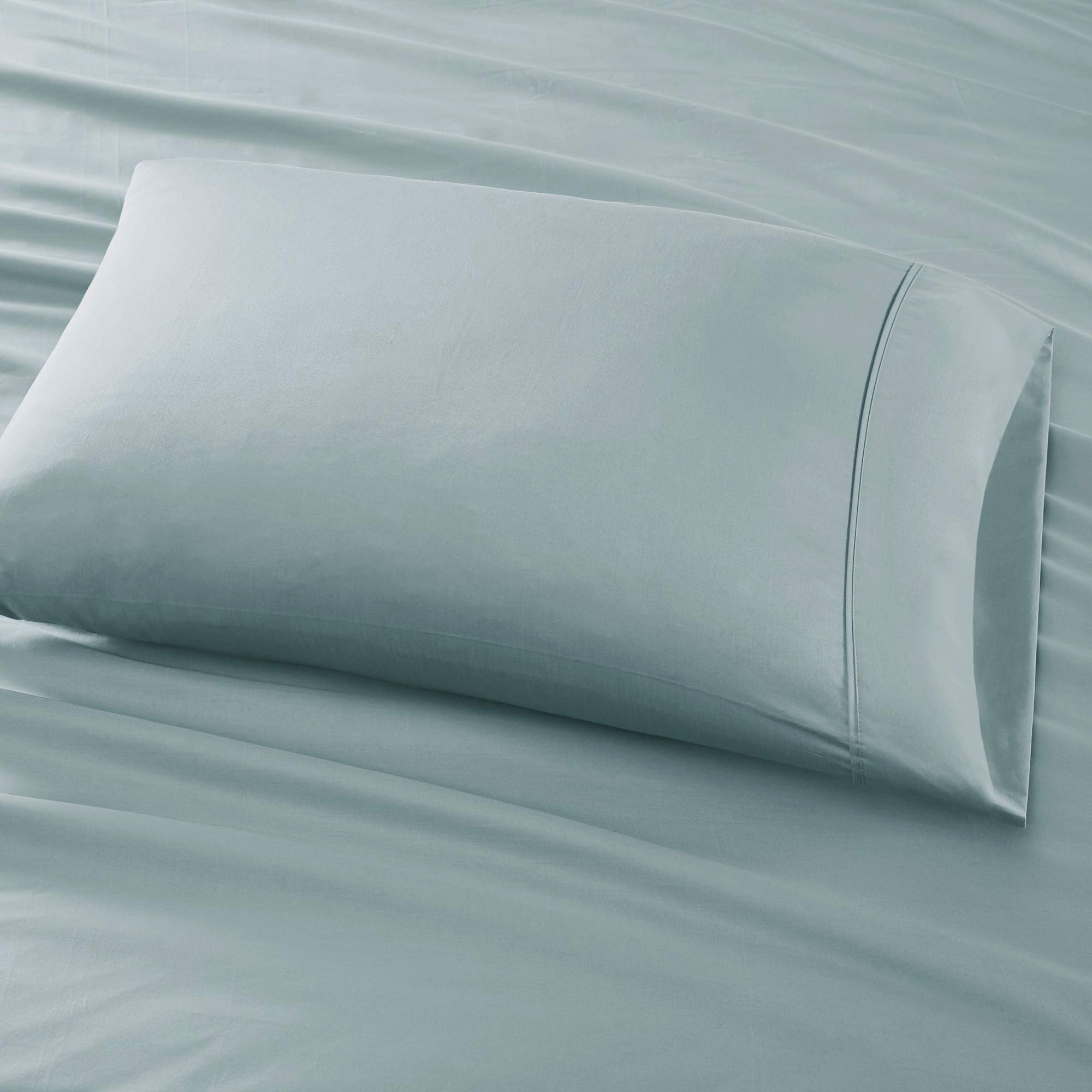 Madison Park 800 Thread Count Luxurious Wrinkle Free Breathable Cotton Rich Sateen 6 Piece Sheet Set, King Size, Aqua