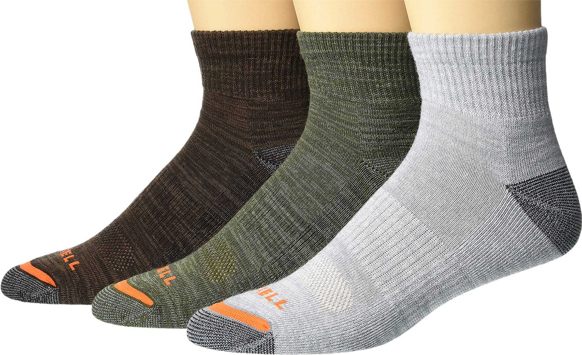 Merrell Unisex-Adult's Mid Weight Hybrid Hiker Socks-3 Pair Pack, Black/Gray, S/M (Men's 5-8.5 / Women's 5-9.5)