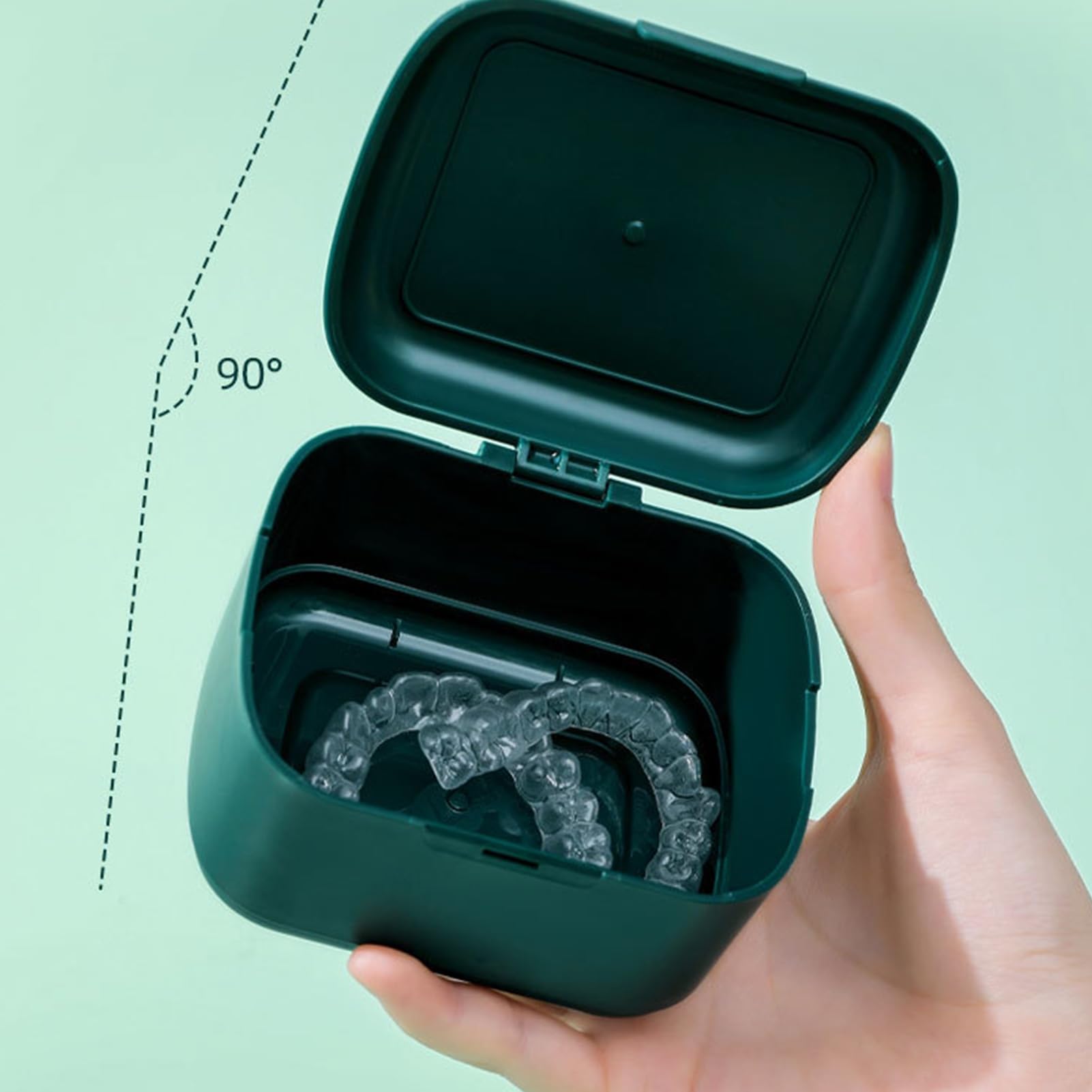 Libcflcc Braces Storage Box Cleaning Buckle Lid Convenient Denture Bath Case Cup Retainer Cleaning Box Green