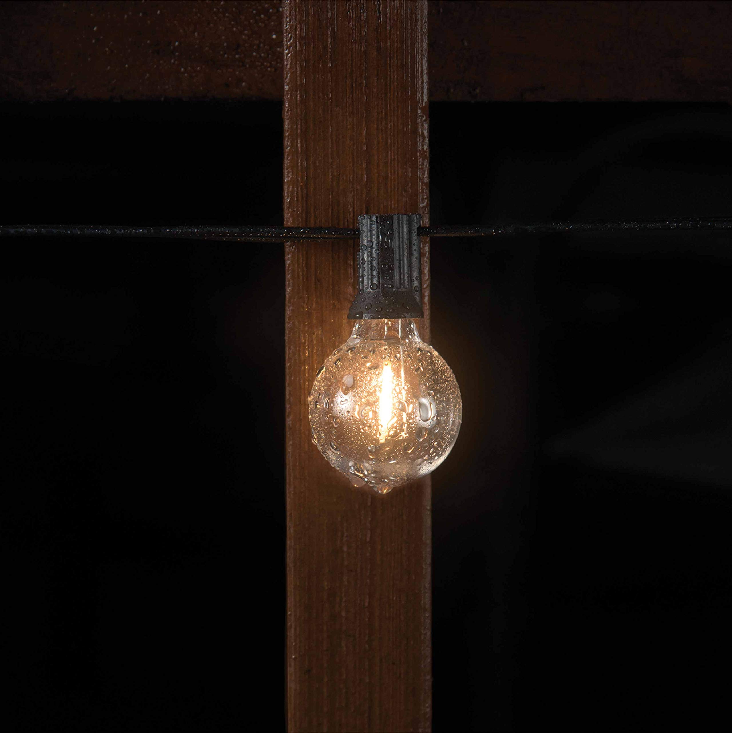 Mr Beams 1W G40 Globe Bulb LED Weatherproof Indoor/Outdoor String Lights, 50 ft, Black