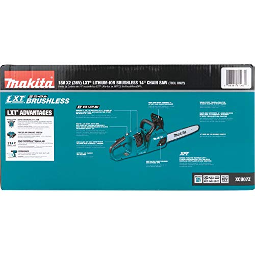 Makita XCU07Z 18V X2 (36V) LXT Lithium-Ion Brushless Cordless 14" Chain Saw, Tool Only, Teal