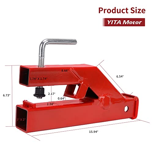 YITAMOTOR Clamp On 2" Trailer Hitch Receiver Ball Mount Adapter Compatible with Kubota Deere Bobcat Bucket